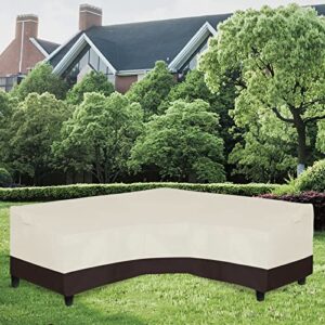 Easy-Going Patio V-Shaped Sectional Sofa Cover, Waterproof Outdoor Sectional Cover, Heavy Duty Garden Furniture Cover with Air Vent 89" L (on Each Side) x 33.5" D x 31" H, Beige/Dark Brown