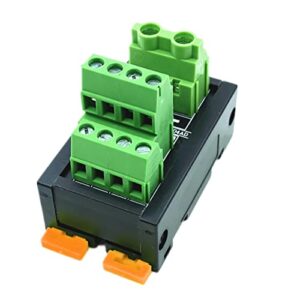 jienk screw terminal block power distribution module, 30a din rail mounting terminal block distribution breakout board for plc servo power amplifier (1 in 4 out)