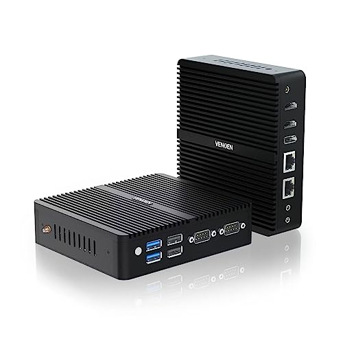 VENOEN Fanless Mini PC Windows 11 Pro Industrial PC 12th Gen in-tel J6412 Processor, 8G DDR4 256G M.2 SSD Office Home Industrial Mini Computer, 2xHD-MI+DP Triple Display/2xLan/2xRS232 COM/WiFi/BT 4.2