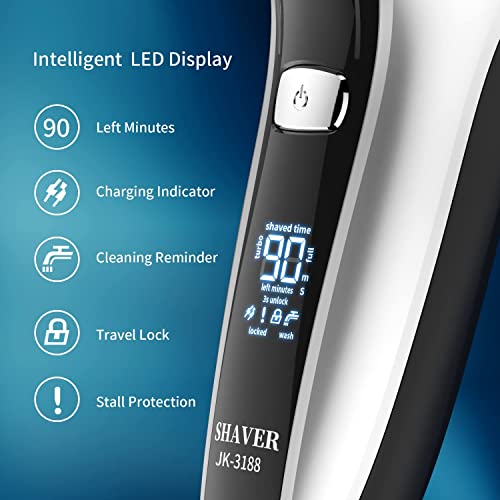 Electric Shavers Men, Mayeec Electric Shaver for Men Cordless Rechargeable,Electric Razor for Men Wet&Dry Waterproof,Mens Shaver with Pop-up Beard Trimmer,Rotary Shaver with LED Display Travel Lock