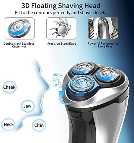 Electric Shavers Men, Mayeec Electric Shaver for Men Cordless Rechargeable,Electric Razor for Men Wet&Dry Waterproof,Mens Shaver with Pop-up Beard Trimmer,Rotary Shaver with LED Display Travel Lock