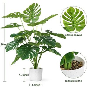 Eyamumo 28" Fake Plants Large Tropical Palm Tree Artificial Monstera Faux Plant Tree in Pot for Indoor Outdoor Home Office Garden Decoration