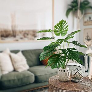 Eyamumo 28" Fake Plants Large Tropical Palm Tree Artificial Monstera Faux Plant Tree in Pot for Indoor Outdoor Home Office Garden Decoration