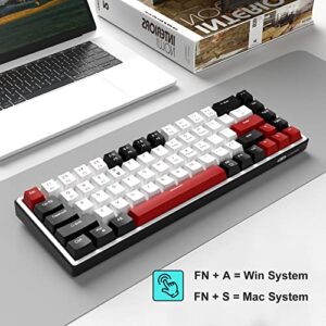 MageGee 60% Wireless Mechanical Gaming Keyboard, 68 Keys Hot-Swappable Compact RGB Backlit Gaming Keyboard, SKY68 Plus Wired/Wireless 3-Mode Office Keyboard for Laptop PC (Red Switch, Black & White)