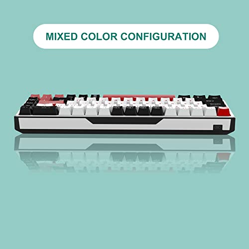 MageGee 60% Wireless Mechanical Gaming Keyboard, 68 Keys Hot-Swappable Compact RGB Backlit Gaming Keyboard, SKY68 Plus Wired/Wireless 3-Mode Office Keyboard for Laptop PC (Red Switch, Black & White)