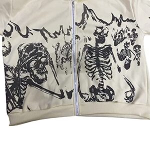 2023 Punk Jackets Streetwear Goth Oversized Zip Up Hoodie Men Women Rhinestone Y2K Spider Skeleton Hoodies X-Large