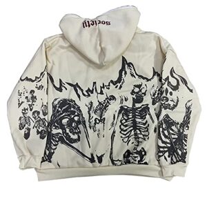 2023 Punk Jackets Streetwear Goth Oversized Zip Up Hoodie Men Women Rhinestone Y2K Spider Skeleton Hoodies X-Large