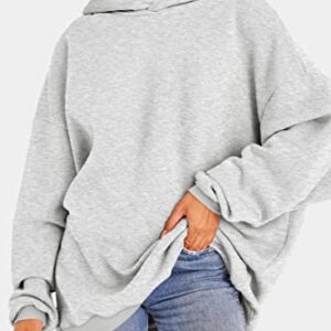 EFAN Sweatshirts Hoodies for Women Oversized Fall Fashion Outfits 2023 Clothes Solid Basic Soft Yoga Loose Winter Tops Sweaters Grey