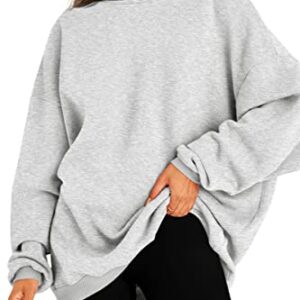 EFAN Sweatshirts Hoodies for Women Oversized Fall Fashion Outfits 2023 Clothes Solid Basic Soft Yoga Loose Winter Tops Sweaters Grey