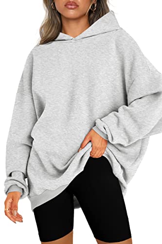 EFAN Sweatshirts Hoodies for Women Oversized Fall Fashion Outfits 2023 Clothes Solid Basic Soft Yoga Loose Winter Tops Sweaters Grey