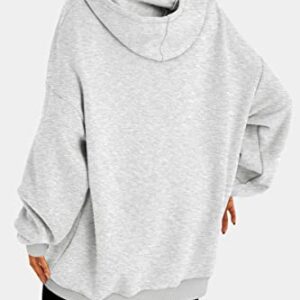 EFAN Sweatshirts Hoodies for Women Oversized Fall Fashion Outfits 2023 Clothes Solid Basic Soft Yoga Loose Winter Tops Sweaters Grey