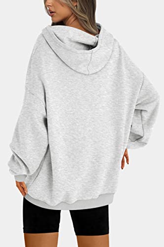 EFAN Sweatshirts Hoodies for Women Oversized Fall Fashion Outfits 2023 Clothes Solid Basic Soft Yoga Loose Winter Tops Sweaters Grey