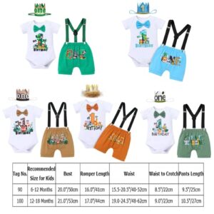 Wild One Birthday Decorations Supplies, Jungle Theme First Birthday Decoration, Newborn Baby Cotton Bodysuit One Pants Clothes Set for 1st Birthday Boy Safari Party Supplies Blue 12-18 Months