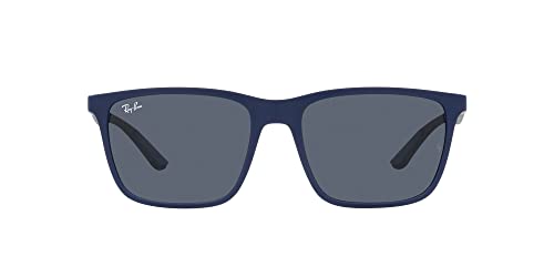 Ray-Ban RB4385 Liteforce Rectangular Sunglasses, Matte Blue/Dark Grey, 58 mm