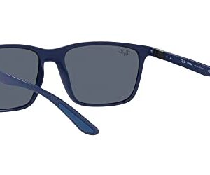 Ray-Ban RB4385 Liteforce Rectangular Sunglasses, Matte Blue/Dark Grey, 58 mm