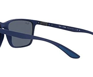 Ray-Ban RB4385 Liteforce Rectangular Sunglasses, Matte Blue/Dark Grey, 58 mm