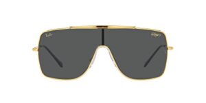 ray-ban rb3697 wings ii square sunglasses, legend gold/dark grey, 35 mm