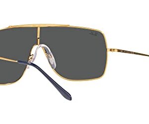 Ray-Ban RB3697 Wings II Square Sunglasses, Legend Gold/Dark Grey, 35 mm