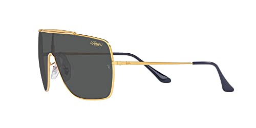 Ray-Ban RB3697 Wings II Square Sunglasses, Legend Gold/Dark Grey, 35 mm