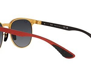 Ray-Ban RB8327M Scuderia Ferrari Collection Round Sunglasses, Black on Matte Gold/Grey Gradient Mirrored Silver, 53 mm