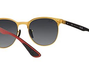 Ray-Ban RB8327M Scuderia Ferrari Collection Round Sunglasses, Black on Matte Gold/Grey Gradient Mirrored Silver, 53 mm