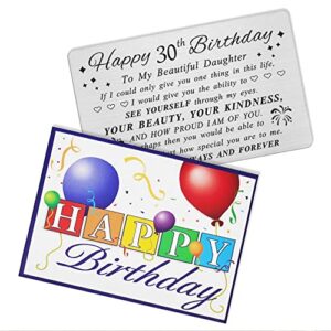 DEGASKEN Daughter 30th Birthday Card - Birthday Gifts for Sweet 30 Year Old Daughter - 30th Birthday Decorations for Women, Personalized Engraved Wallet card