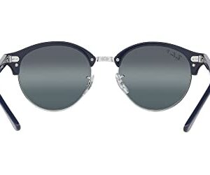 Ray-Ban RB4246 Clubround Round Sunglasses, Blue on Silver/Dark Blue Gradient Mirrored Polarized, 51 mm