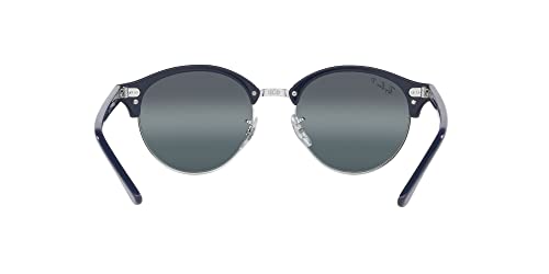 Ray-Ban RB4246 Clubround Round Sunglasses, Blue on Silver/Dark Blue Gradient Mirrored Polarized, 51 mm