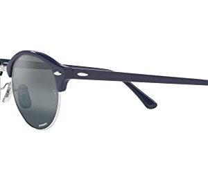 Ray-Ban RB4246 Clubround Round Sunglasses, Blue on Silver/Dark Blue Gradient Mirrored Polarized, 51 mm