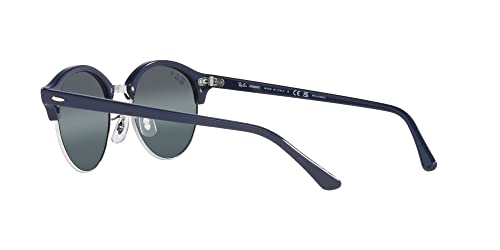 Ray-Ban RB4246 Clubround Round Sunglasses, Blue on Silver/Dark Blue Gradient Mirrored Polarized, 51 mm