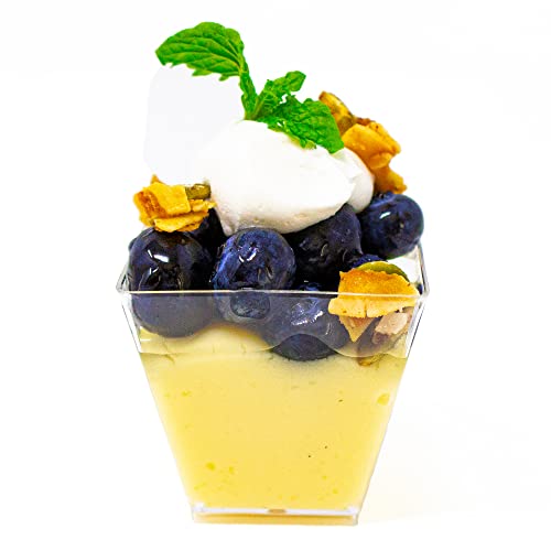 CMJJ Gourmet Inc. 50ct Tiny 2oz Mini Pyramid Plastic Dessert Cups Professional-Grade Recyclable Disposable Party Cups and Mini Appetizers Dessert Shooter Cups Small Serving Plastic Cups