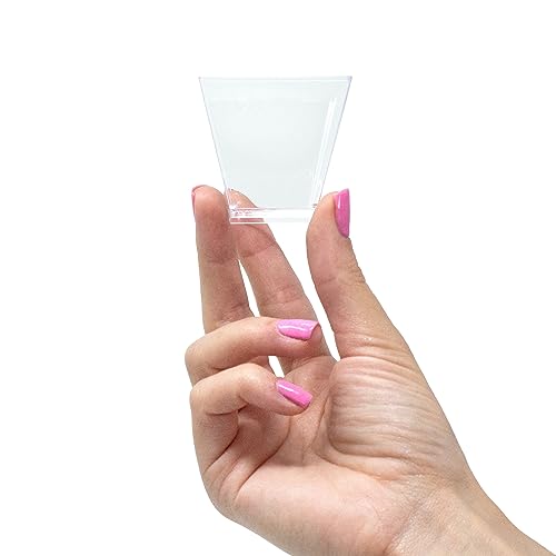 CMJJ Gourmet Inc. 50ct Tiny 2oz Mini Pyramid Plastic Dessert Cups Professional-Grade Recyclable Disposable Party Cups and Mini Appetizers Dessert Shooter Cups Small Serving Plastic Cups