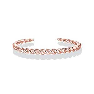 pavoi 14k rose gold plated twisted chunky bangle bracelet | 14k gold plated | lightweight everyday jewelry (6.5, rose gold)