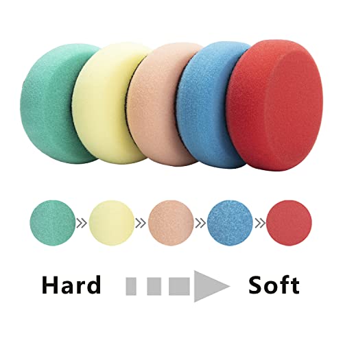 CARROAD 44pcs Drill Buffing Pad Detail Polishing Pad Mix Size Car Detailing Kit with 5/8-11 Thread Backing pad & Adapters for Buffer Polisher Car Sanding, Polishing, Waxing, Sealing Glaze