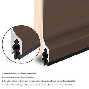 USUKUE 42 inch Door Draft Stopper Bottom Mice Seal Strip Metal Blocker, Aluminium Mouse Sweep 2" Height, Brown