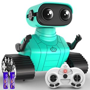 hamourd robot toys - kids toys rechargeable rc robots, remote control toy with auto-demonstration, flexible head & arms, dance moves, music, shining led eyes, girls boys toys birthday