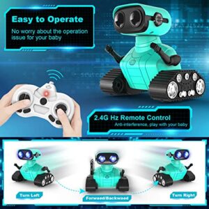 Hamourd Robot Toys - Kids Toys Rechargeable RC Robots, Remote Control Toy with Auto-Demonstration, Flexible Head & Arms, Dance Moves, Music, Shining LED Eyes, Girls Boys Toys Birthday