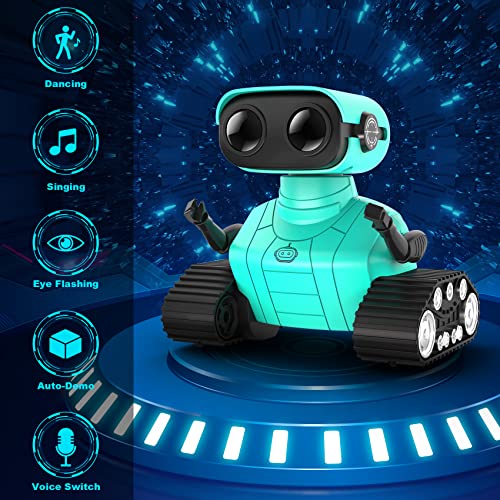 Hamourd Robot Toys - Kids Toys Rechargeable RC Robots, Remote Control Toy with Auto-Demonstration, Flexible Head & Arms, Dance Moves, Music, Shining LED Eyes, Girls Boys Toys Birthday