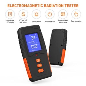 NOPWOK EMF Meter Rechargeable Electromagnetic Field Radiation Detector Handheld Digital LCD EMF Reader Temperature Measure, Tester for Home Inspections, Outdoor and Ghost Hunting