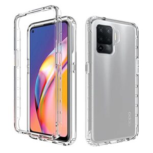 Gufuwo Case for Oppo A94 4G/Reno 5 Lite/F19 Pro/Reno 5F Case with Tempered Glass Screen Protector, Clear 360 Full Body Protection Hard Shell+Soft TPU Shockproof Cover Cases for Oppo A94 4G (Clear)