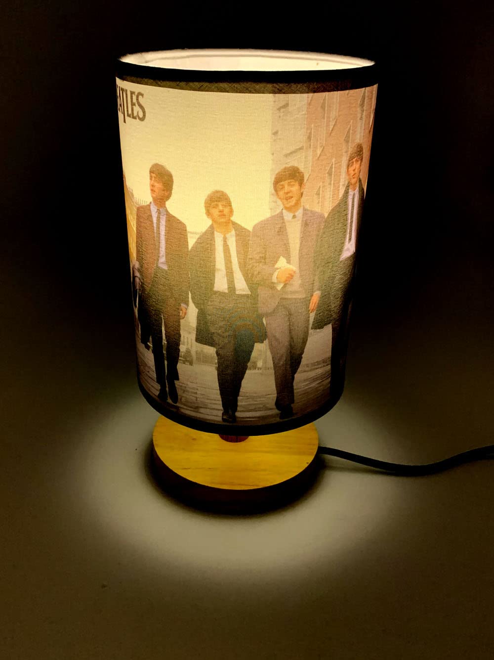 Table Lamp Bedside Night Light Beatles Wood Base Room Decoration or Great Gift Ideas