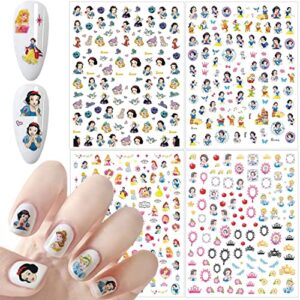 cute cartoon nail art sticker nail art supplies 3d self-adhesive nail decals designer nail stickers cartoon nail designs for women girls acrylic nails decoration manicure accessories 4 sheets