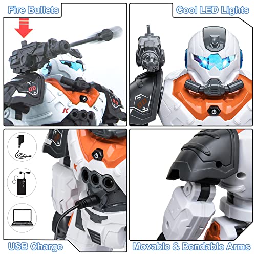 Remote Control Robot Toys for Kids, RC Robot Toy with Dancing/Shooting, Rechargeable Programmable with 2.4GHz Intelligent Gesture Sensing Smart Robot Gift Toy for 3 4 5 6 7 8+ Year Old Kids Boys Girls