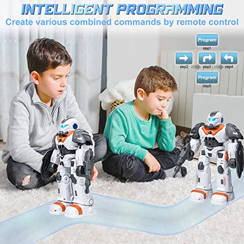 Remote Control Robot Toys for Kids, RC Robot Toy with Dancing/Shooting, Rechargeable Programmable with 2.4GHz Intelligent Gesture Sensing Smart Robot Gift Toy for 3 4 5 6 7 8+ Year Old Kids Boys Girls