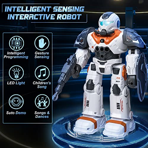 Remote Control Robot Toys for Kids, RC Robot Toy with Dancing/Shooting, Rechargeable Programmable with 2.4GHz Intelligent Gesture Sensing Smart Robot Gift Toy for 3 4 5 6 7 8+ Year Old Kids Boys Girls