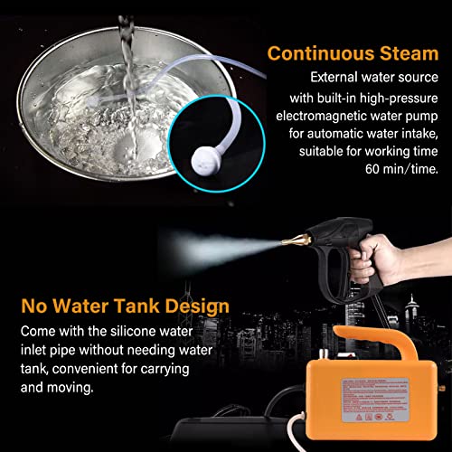 mewmewcat Handheld Steam Cleaner, 1700W Portable High Pressure Steam Cleaner with Controllable Steam Spray Gun, Steam Cleaning Machine for Kitchen Bathroom Furniture Car Detailing Seat, Yellow