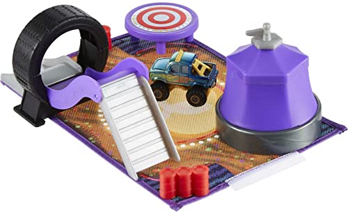 Mattel ​Disney and Pixar Cars Toys, Mini Racers On-the-Go Show Time Playset with 1 Mini Ivy Truck, Accessories & Portable Case