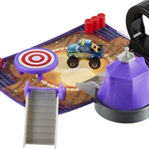 Mattel ​Disney and Pixar Cars Toys, Mini Racers On-the-Go Show Time Playset with 1 Mini Ivy Truck, Accessories & Portable Case