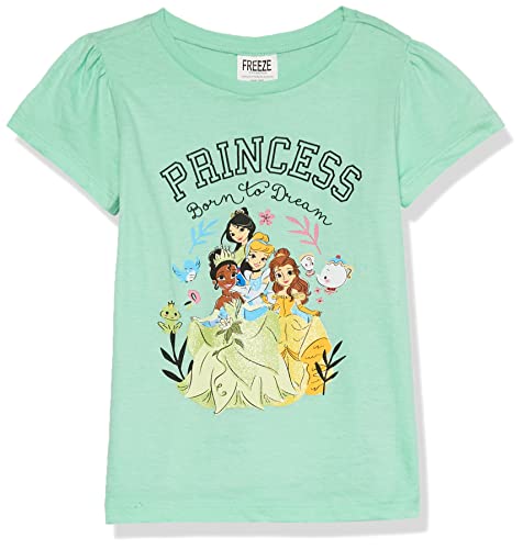 Disney Princess Girls T-Shirt-Cinderella, Belle, Tiana, Mint (TD), 4T