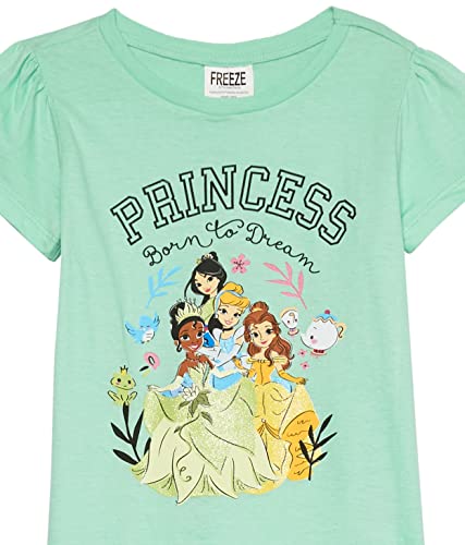 Disney Princess Girls T-Shirt-Cinderella, Belle, Tiana, Mint (TD), 4T